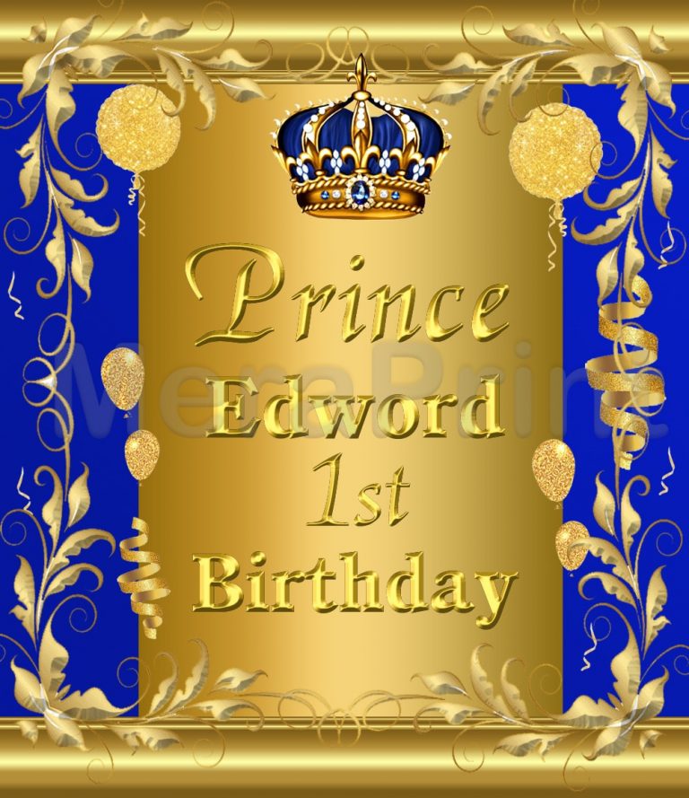 Royal Blue Gold Prince Baby Boy 1st Birthday Party Invitation
