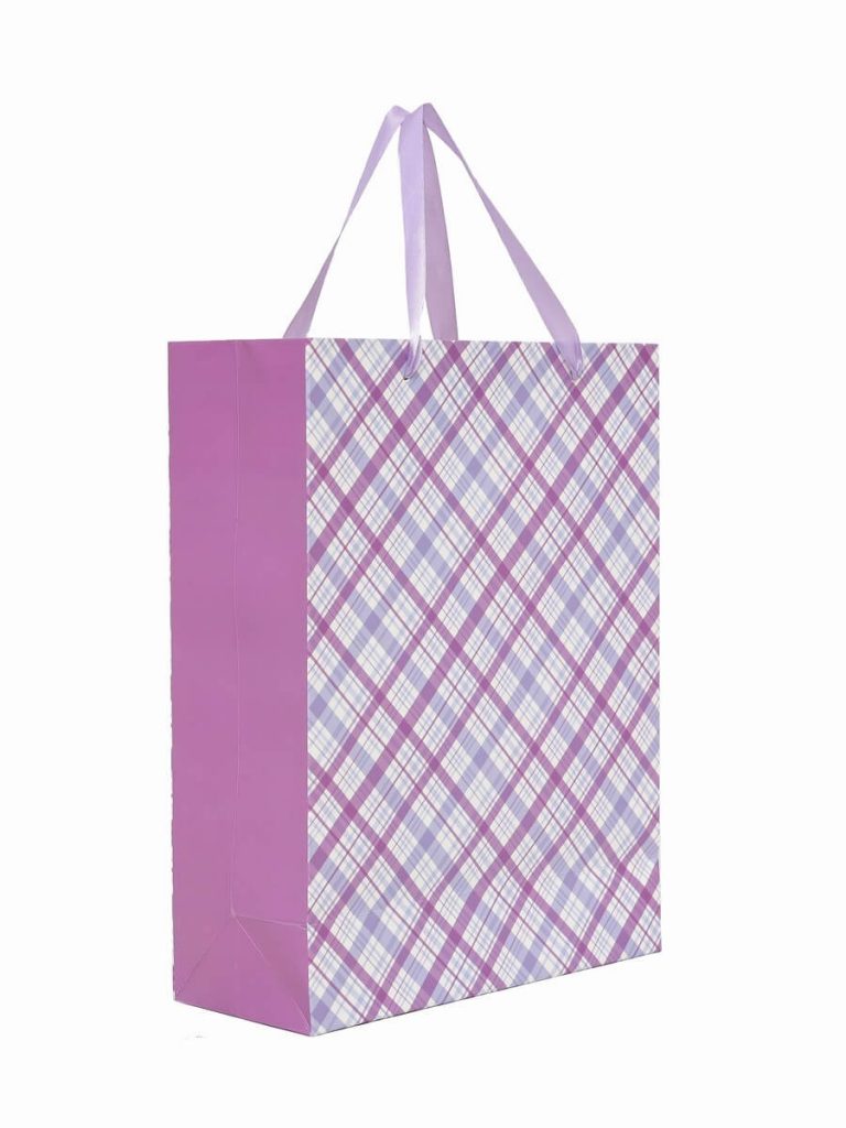 High-Quality Glitter Paper Party Bags in Violet Color