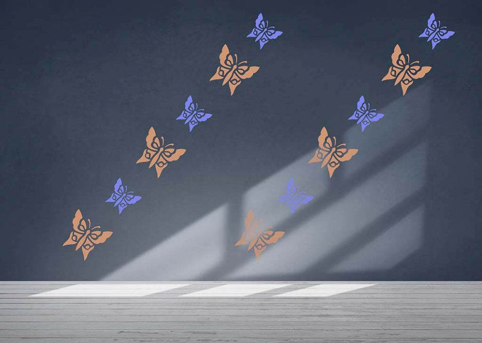 Beautiful Flying Butterfly Designer Wall Stencil India