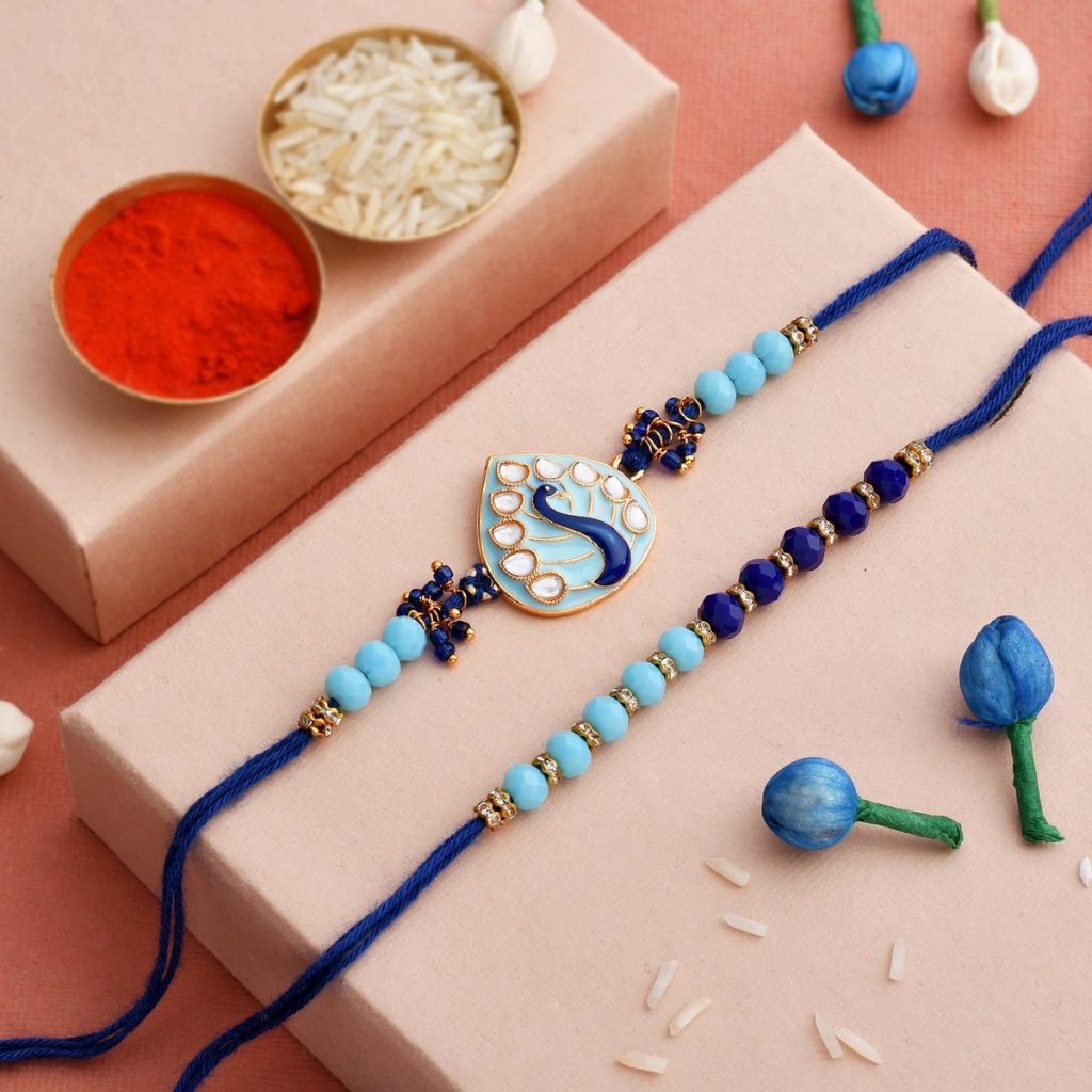 Beautiful Blue Color Peacock Rakhis for Men/ Boys