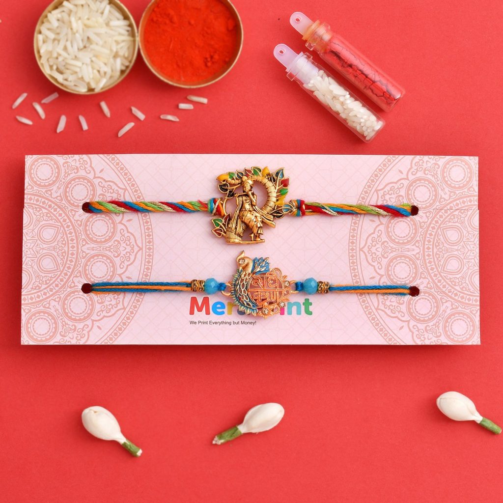 Buy Set Of 2 Radhe Krishna Rakhi For Bhaiya Bhabhi