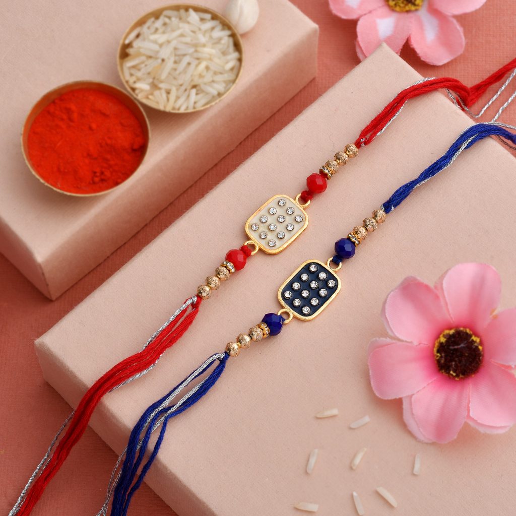 Buy Set Of 2 Rakhi Online - Send Diamond Rakhi to India